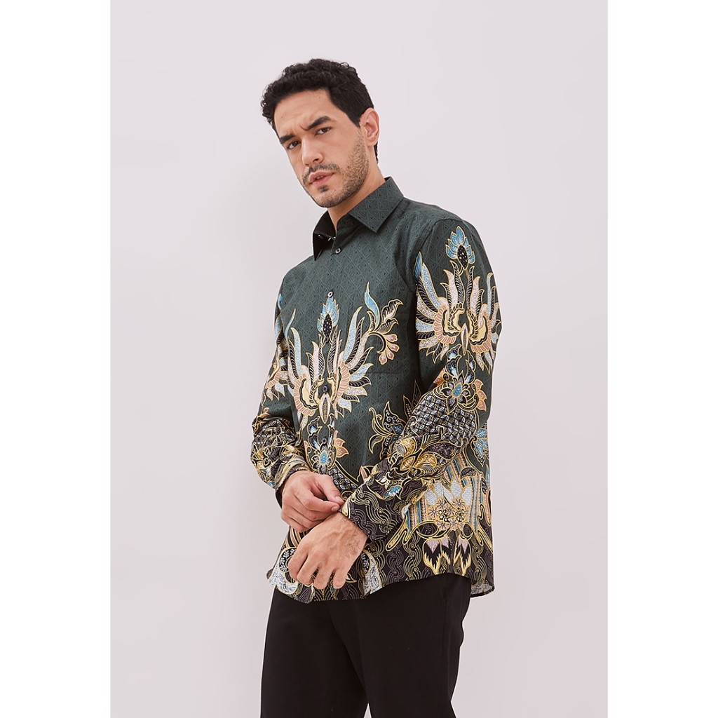 Jual Alisan Kemeja Lengan Panjang Batik Kombinasi Hijau BTKKB00538LS ...