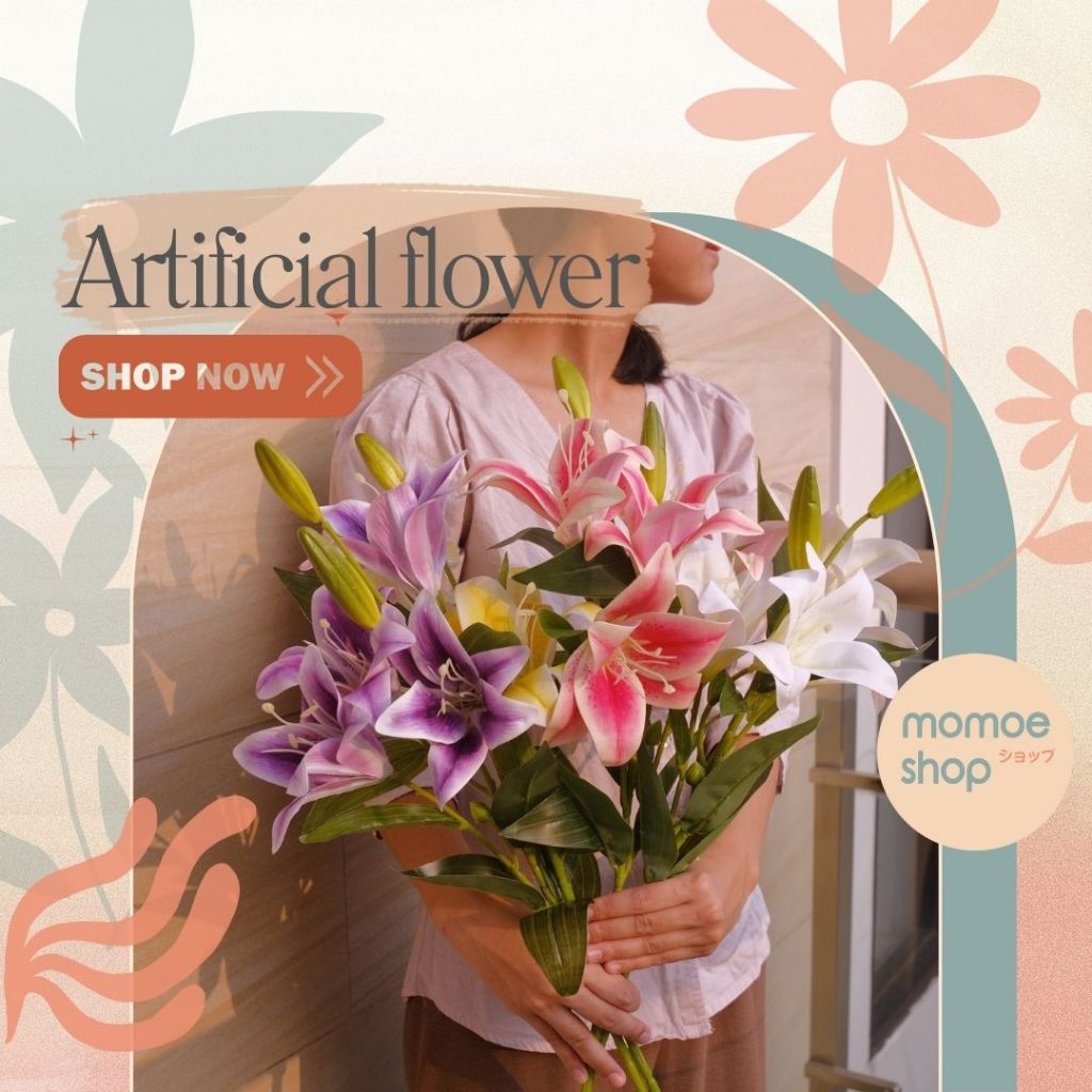 Jual Bunga Lily flower lili plastik 4 cabang besar JUMBO palsu latex ...