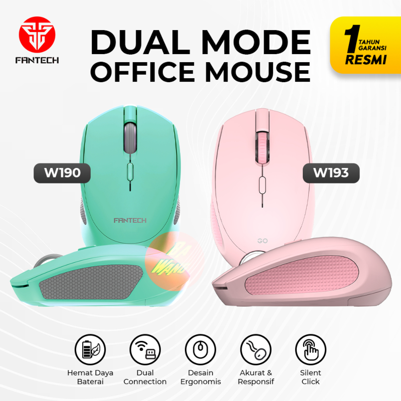 Jual FANTECH Office Mouse W-193 W193 W-190 W190 Dual Mode Wireless ...