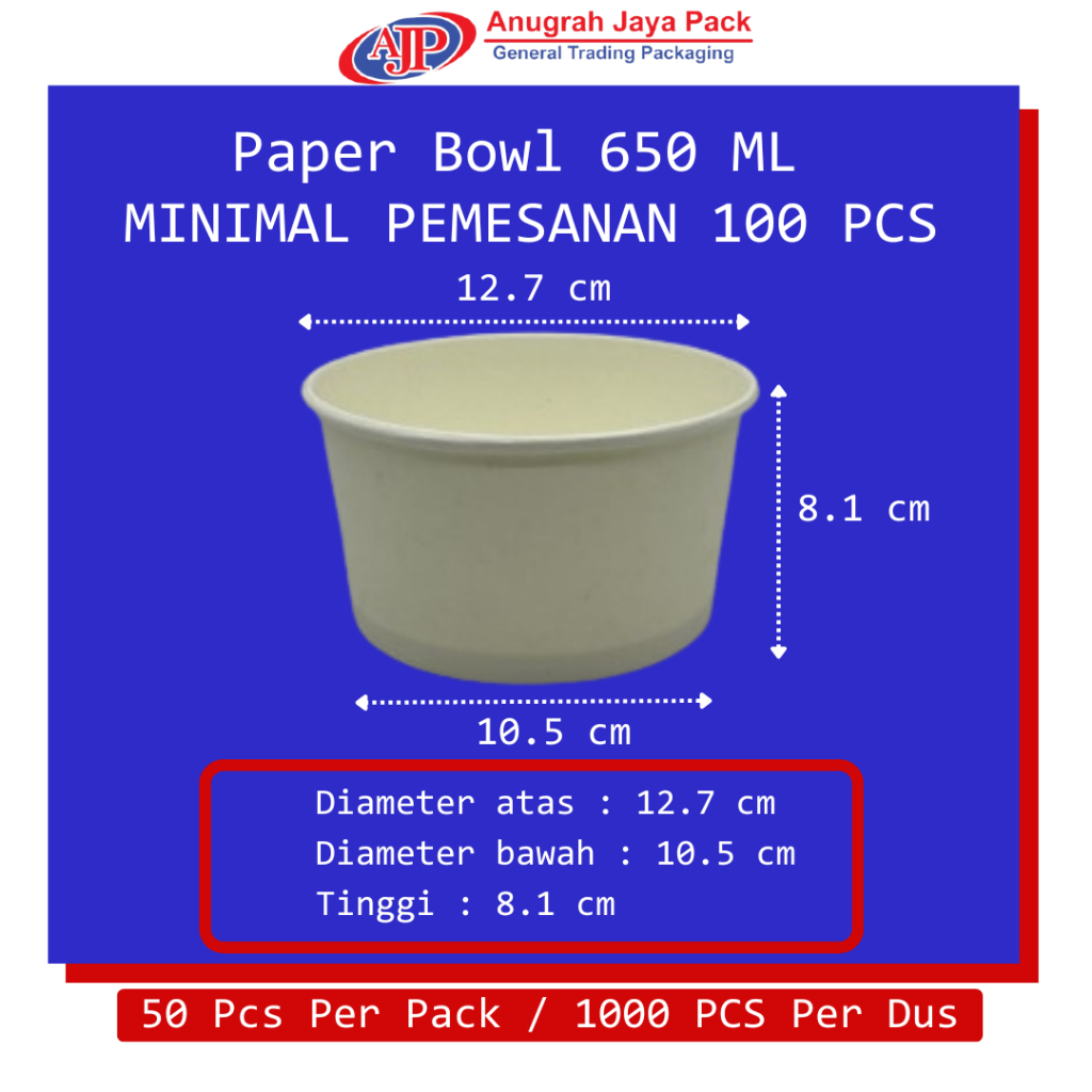 Jual Paper Bowl 650 ML / Mangkuk Kertas 650 ML | Shopee Indonesia