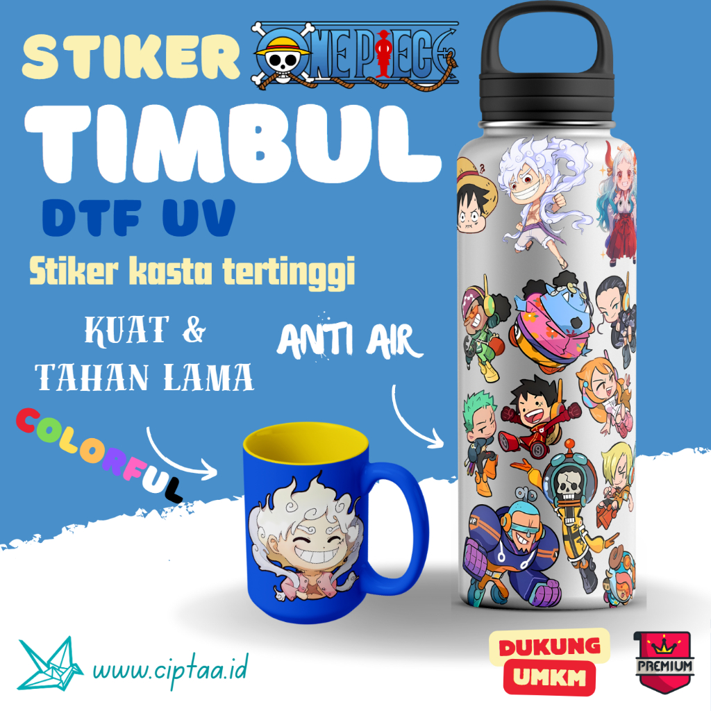 Jual Stiker One Piece - Stiker Timbul DTF UV - Sticker Anime Chibi ...