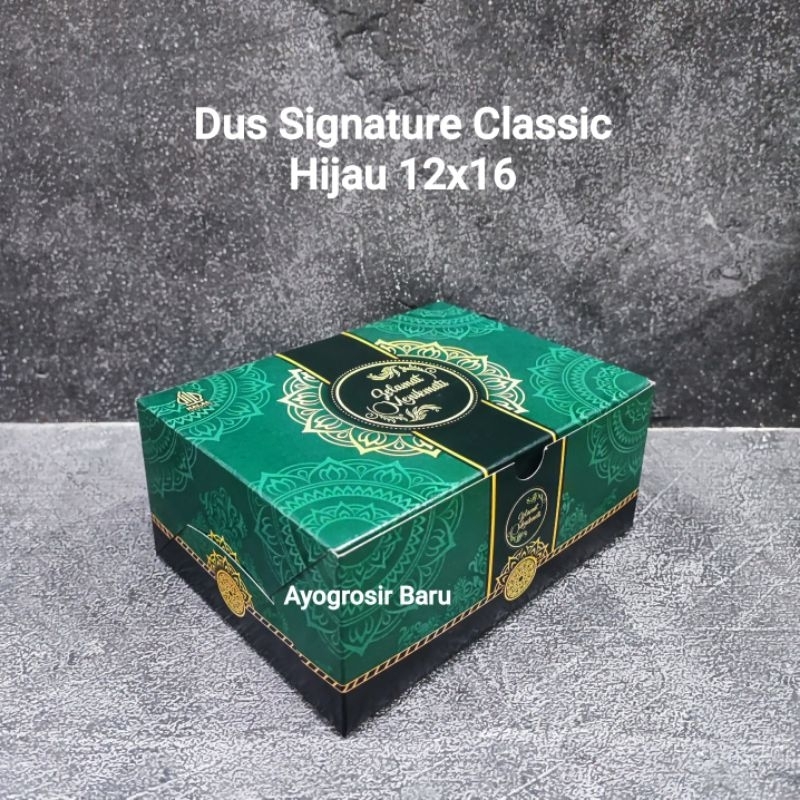 Jual Dus Snack 12x16 Signature Classic Hijau isi 100 pcs Motif Box Kue ...