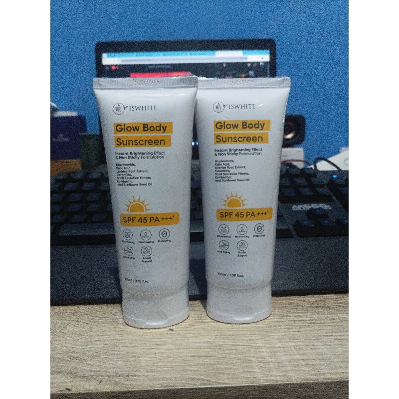 Jual Iswhite Glow Body Sunscreen SPF 45+++ 100 ml | Shopee Indonesia