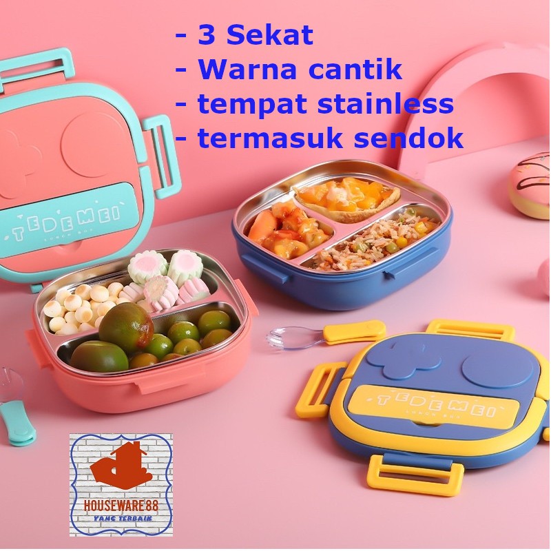 Jual LUNCH BOX TEDEMEI Lunch Box 3 + BOX BAWAAN TEDEMEI SEKAT KOTAK ...