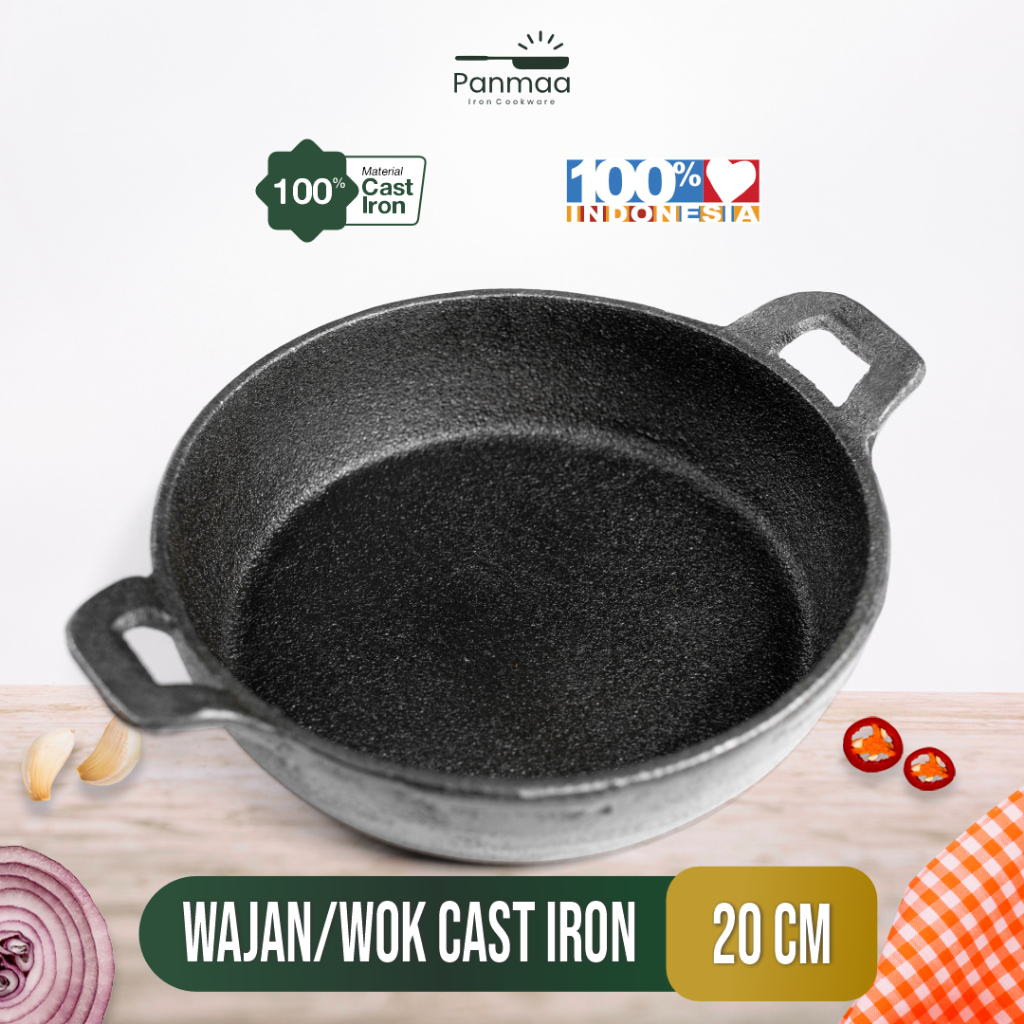 Jual Panmaa Wajan Cast Iron 20 cm / Wajan Panci Wok / Frying Pan Best ...