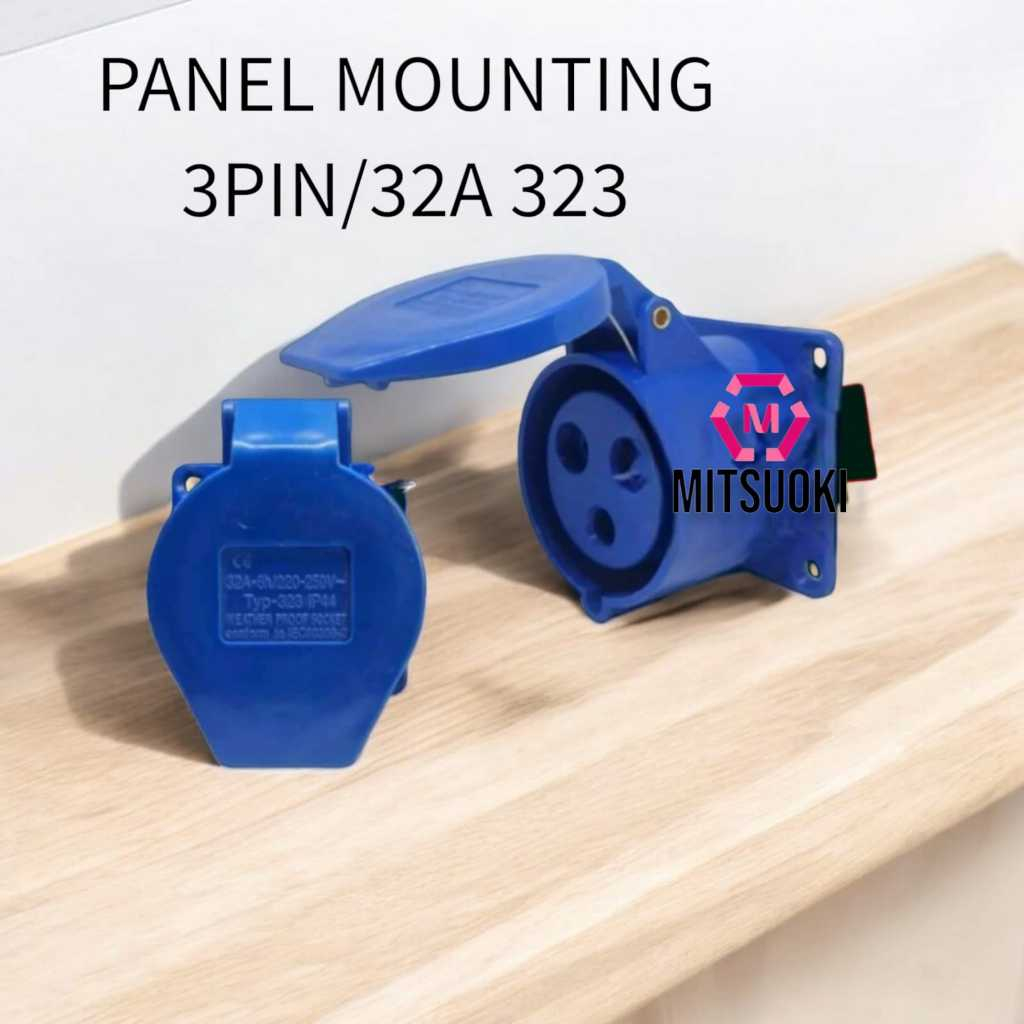 Jual Panel Mounting Electric Industrial Socket Panel Mounting 3P 32A 323 | Shopee Indonesia