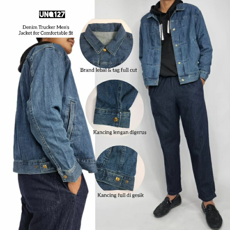 Jual Denim Trucker Men's Jacket for Comfortable fit UNQ271 | Shopee ...