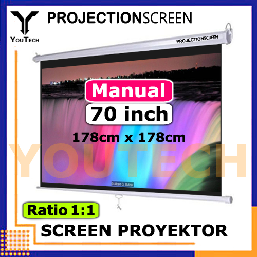 Jual Screen Projector Manual 70 inch Layar Proyektor 70" Gantung ...