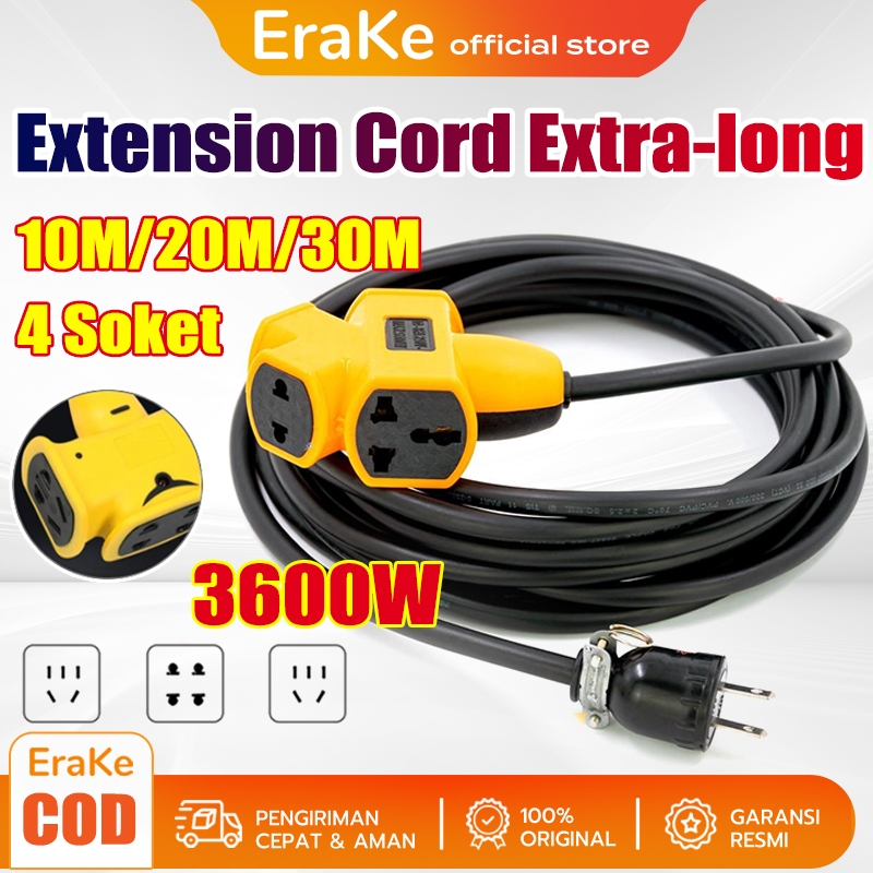 Jual 3600W Extension Cord Extra-long Plug-in Strip 10M/20M/30M Electric ...