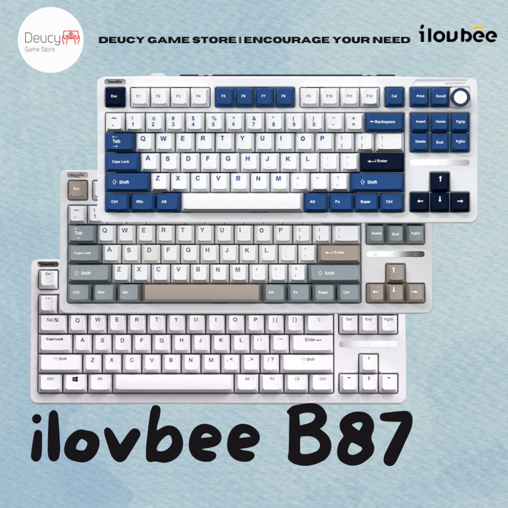 Jual ILOVBEE B87 Wireless Triple Connection Gasket Hotswappable With Knob RGB Mechanical ...