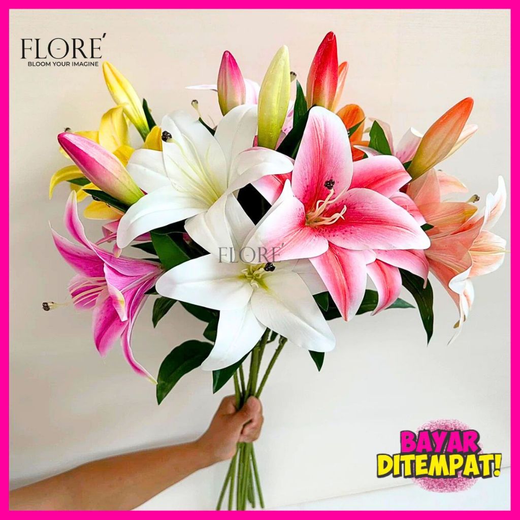 Jual Bunga Lily Latex Cabang 3 Artificial/Bunga Lily Palsu/Bunga Lily ...
