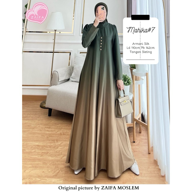 Jual Zaifa Official Mahika Armani Ombre Premium Gamis Polos Muslim Gradasi Kekinian Gamis Mewah ...