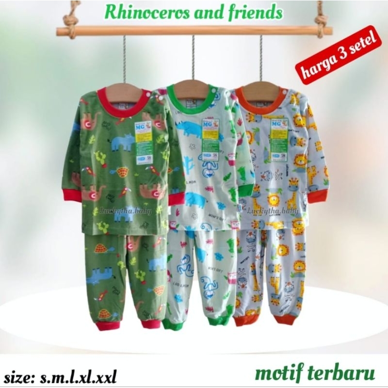 Jual 3pcs_ setelan panjang MOM'S GIFT motif turtle,Teddy bear,pinguin ...