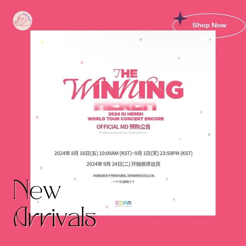 Jual [PO] 2024 IU HEREH WORLD TOUR CONCERT ENCORE : THE WINNING] Official MD | MERCHANDISE ...