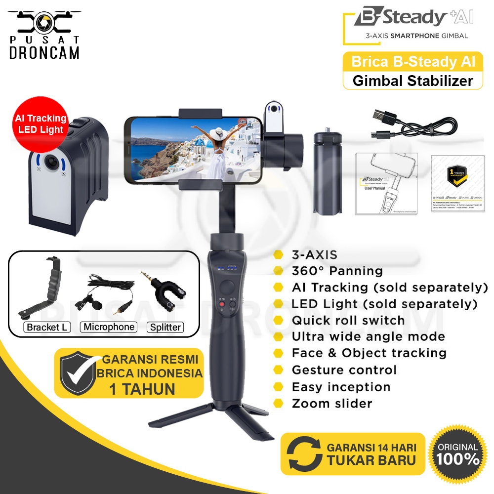 Jual Brica B-Steady AI - BSteady AI 3-Axis Gimbal Stabilizer for ...
