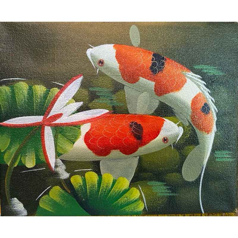 Jual Lukisan Koi ukuran 10 r, lukisan kecil, lukisan Canvas, lukisan ...