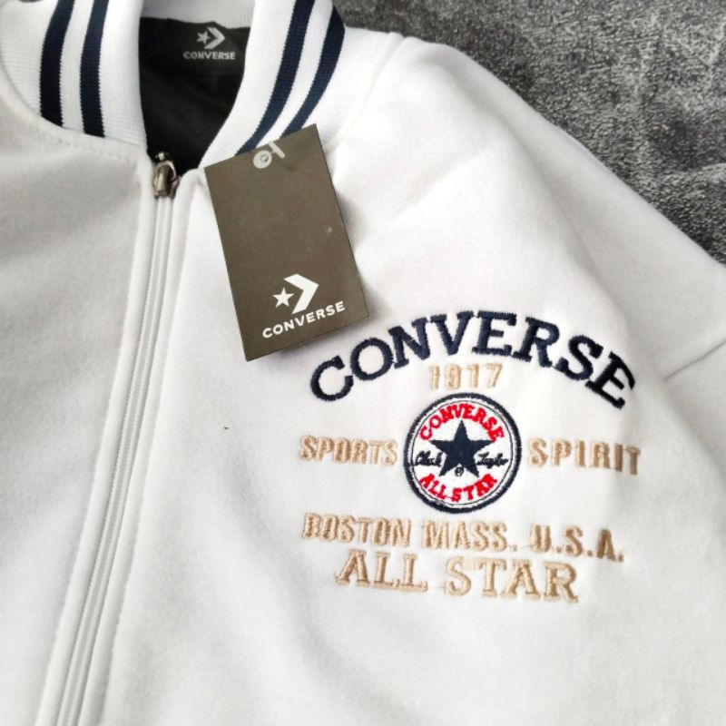 Jual HAKKAN . COD JAKET BASEBALL JAKET VARSITY BOMBER CONVERSE WHITE ...