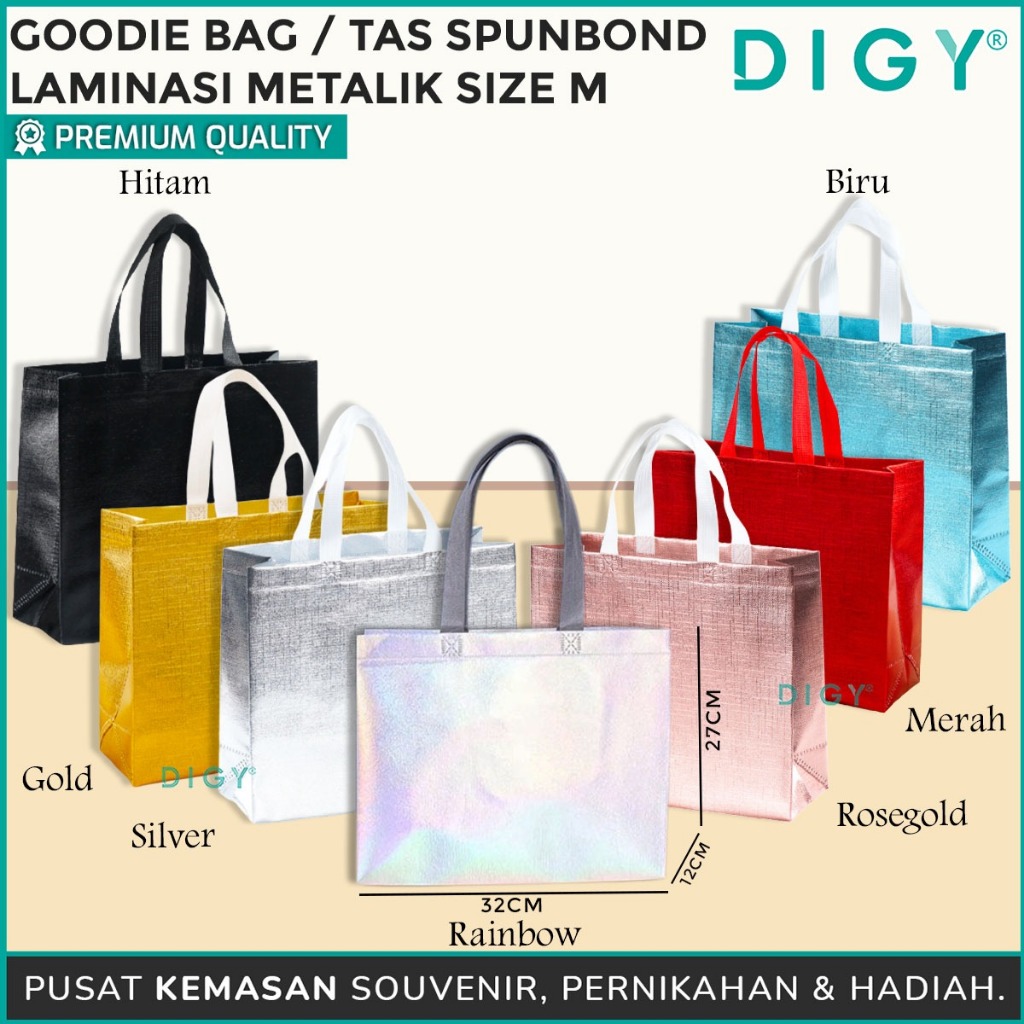 Jual Goodie Bag Laminasi Metalik Glossy SIZE M dan L / Tas Spunbond ...