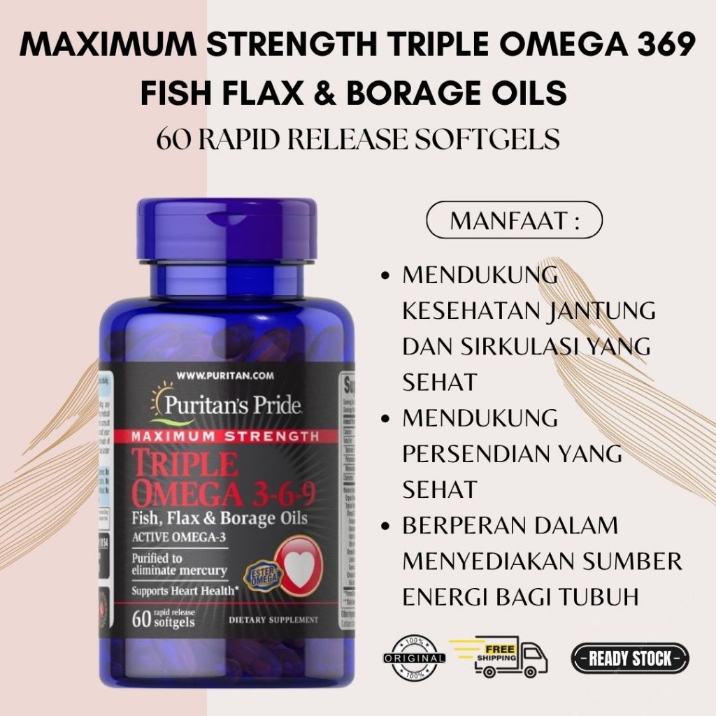 Jual Puritan Pride Maximum Strength Triple Omega 369 Fish Flax & Borage ...