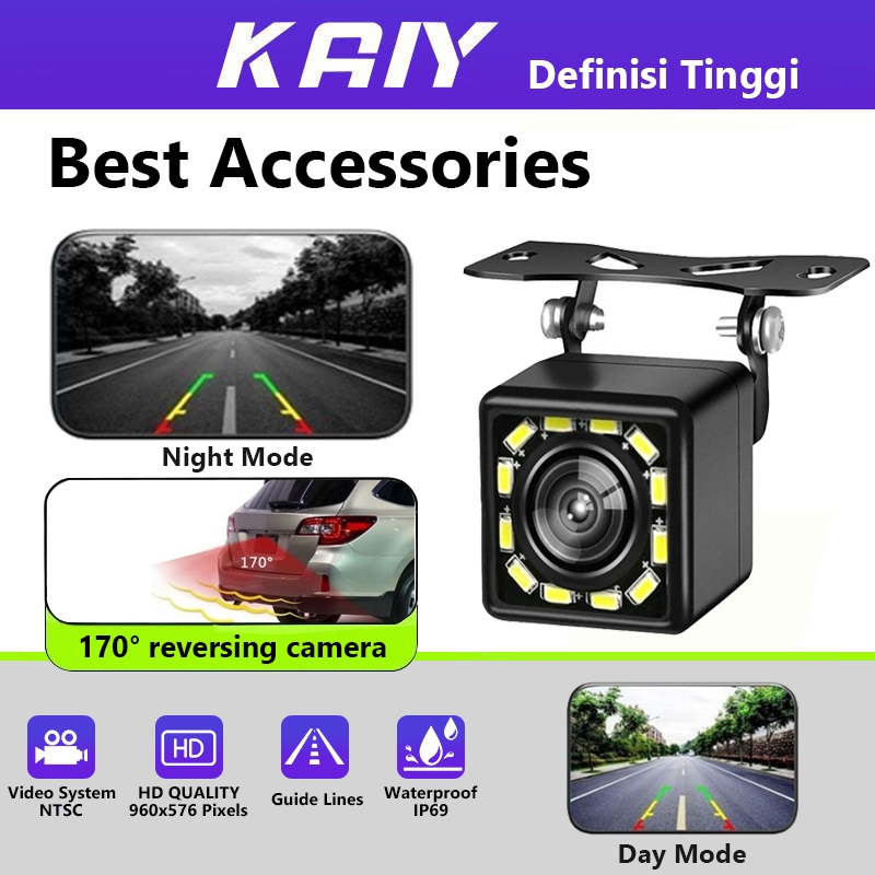 Jual Kamera Mundur Mobil 4 x 3 12 LED CCD Universal Car Rearview Camera Nightvision Kamera ...