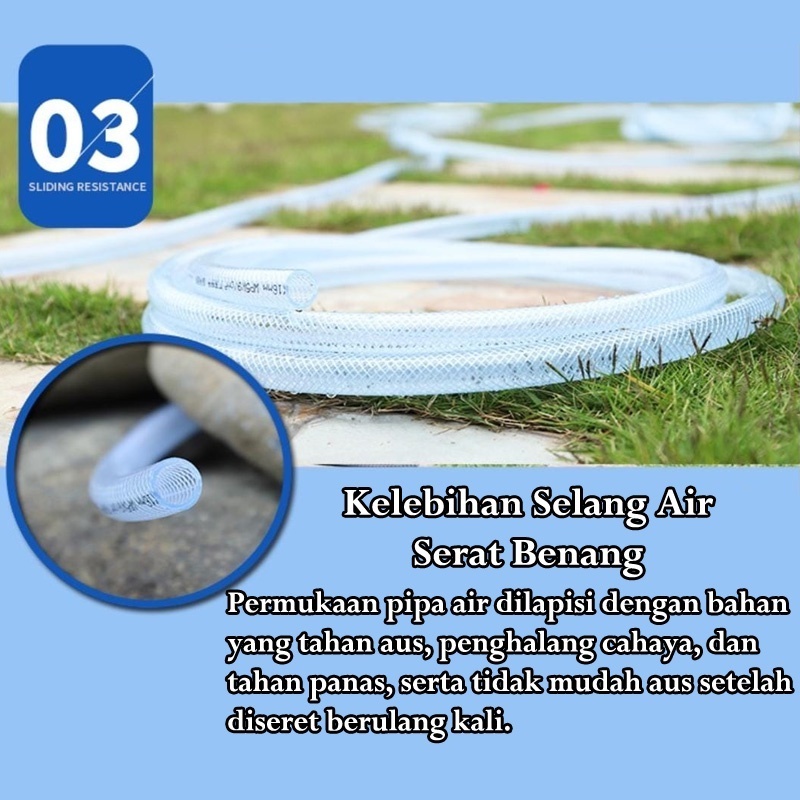 Jual GEMUK Selang Air 10 Meter 15 Meter 1/2 5/8 3/4 1 Inch Selang Benang Transparan PVC Selang ...