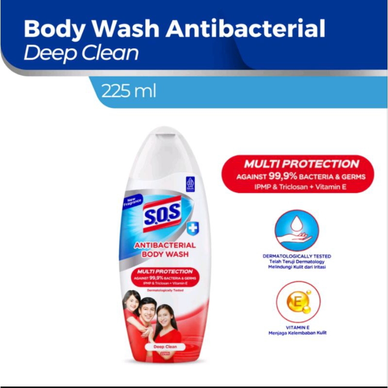 Jual SOS Anti Bacterial Body Wash Deep Clean 225ML | Shopee Indonesia