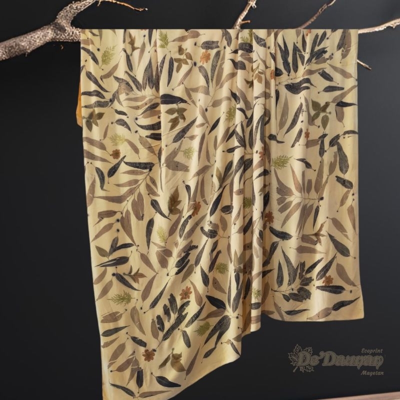 Jual kain ecoprint batik warna alam motif cetak daun alami asli ...