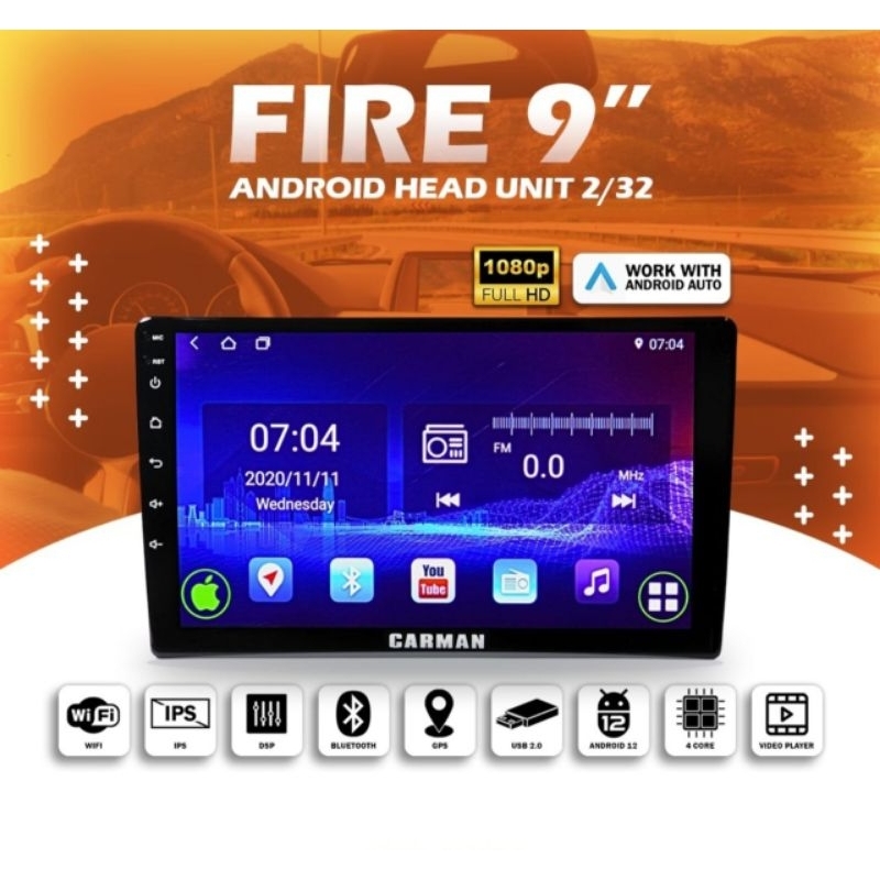 Jual Head Unit Android Carman Fire 9Inch Ram 2/32 Android Auto ...