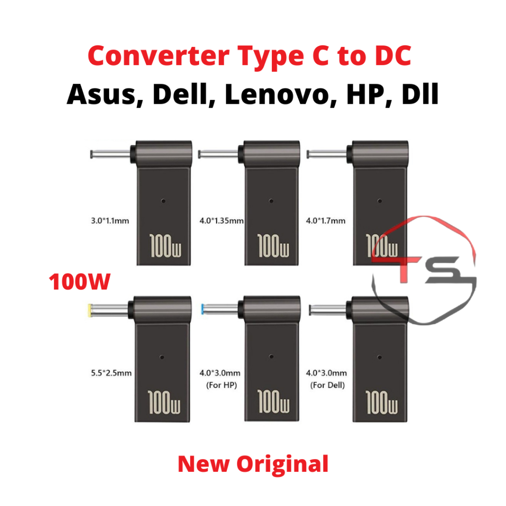 Jual 100W Adapter Konverter Converter Type C to DC Cas Charger Laptop ...