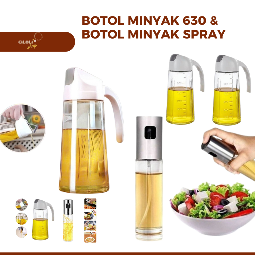 Jual BOTOL MINYAK Botol kaca minyak goreng 630ml Botol Spray Pump ...