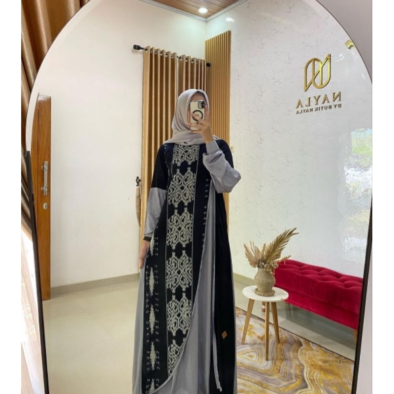 Jual Live Gamis Abu etnik Butik Nayla (Ready Siap kirim) | Shopee Indonesia
