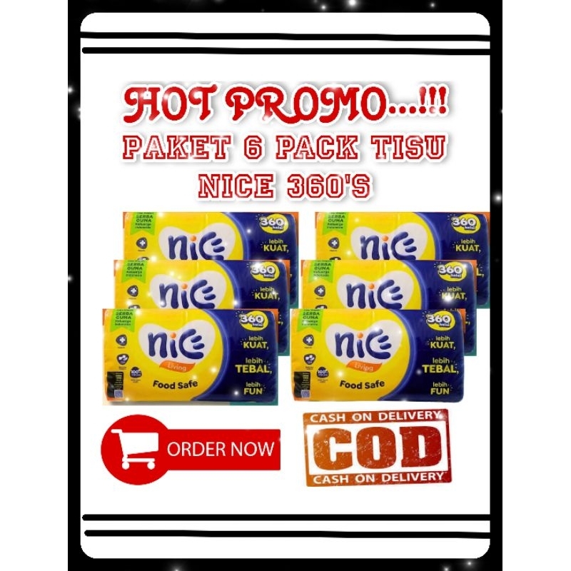 Jual PAKET Tisu NICE 6 Pack 180 Sheets 2ply ( Tisu Nice 360 Helai ...