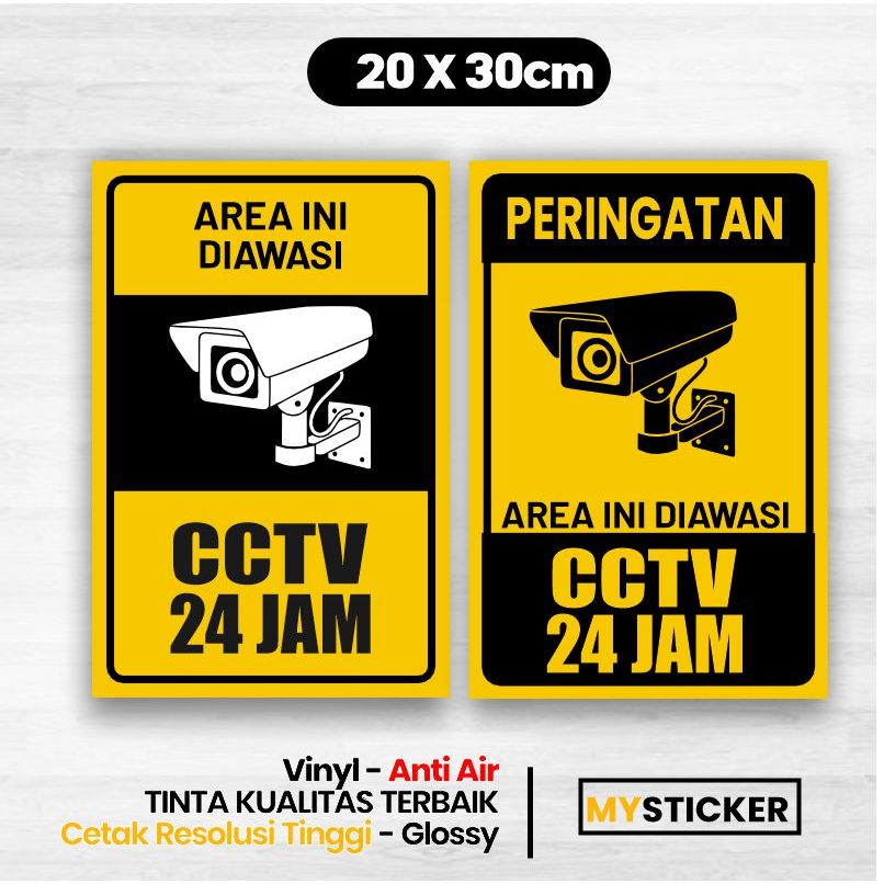 Jual Stiker Tanda CCTV VINYL ANTI AIR |20X30CM | Shopee Indonesia