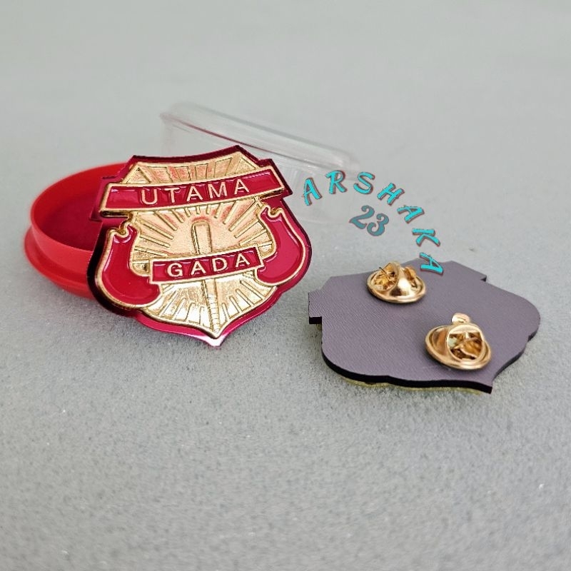 Jual Pin Satpam Gada Utama Akrilik Mirror Bahan Cor Plus Box Pin ...