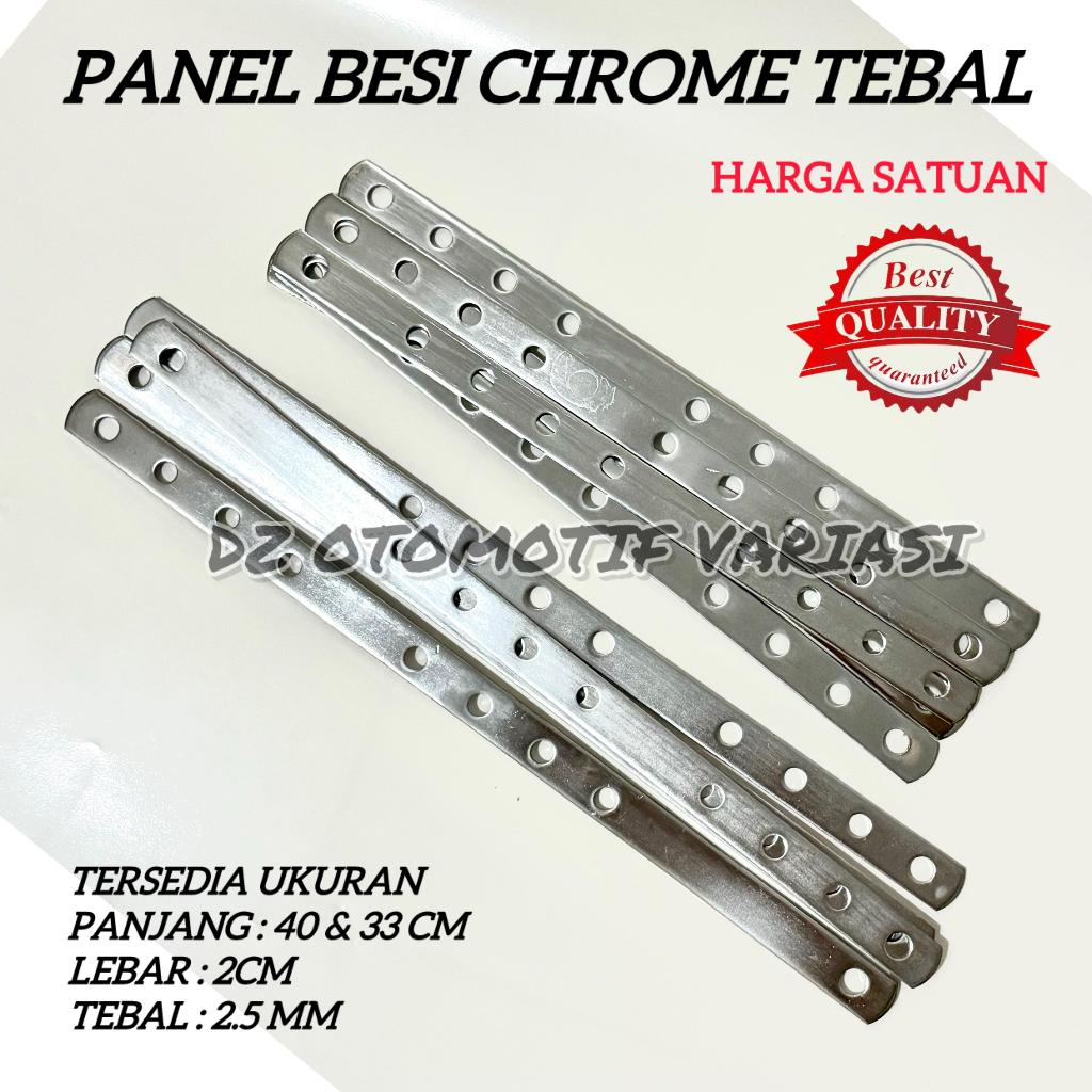 Jual PLAT BESI BOLONG TEBAL CHROME TEBAL 2.5 MM PANJANG 40 & 33 CM ...