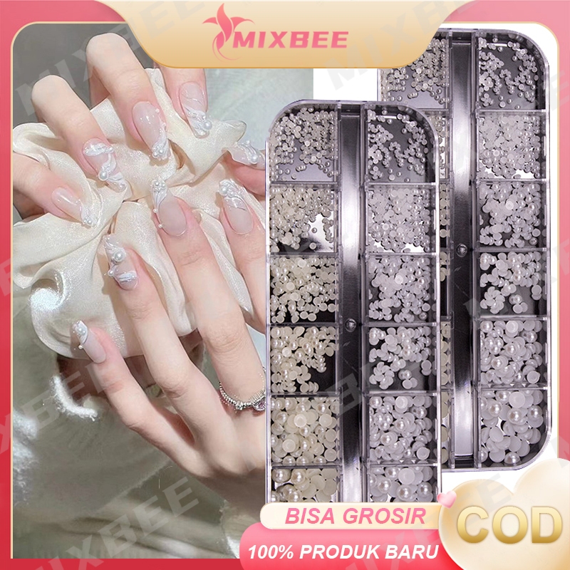 Jual White Pearl Perhiasan Mutiara Seni Kuku Mutiara Putih Rhinestones ...