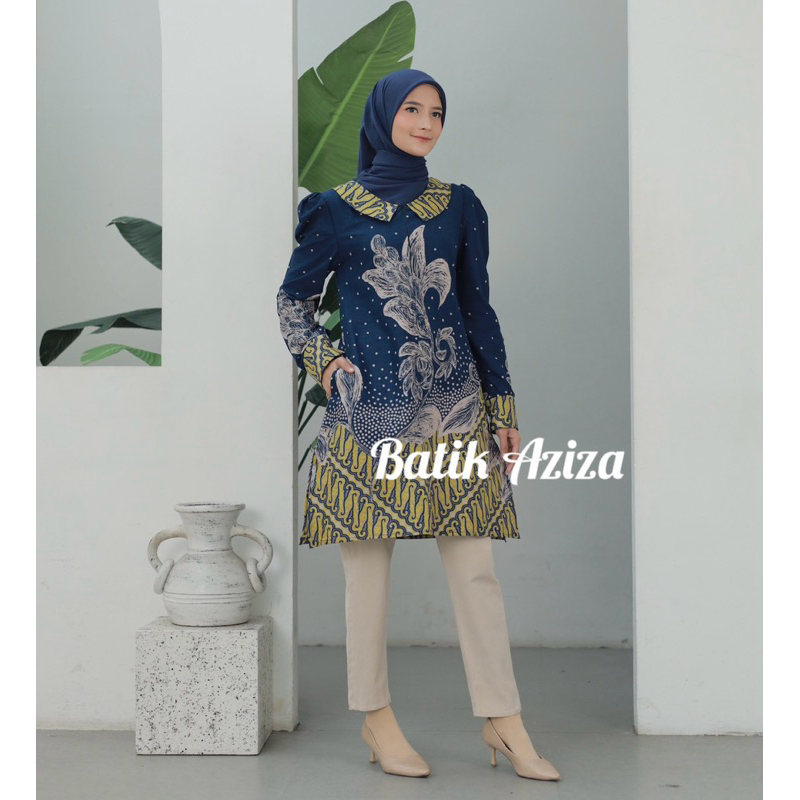 Jual Tunik Batik Modern Wanita Busui Friendly Tunik Lily by Batik Aziza ...