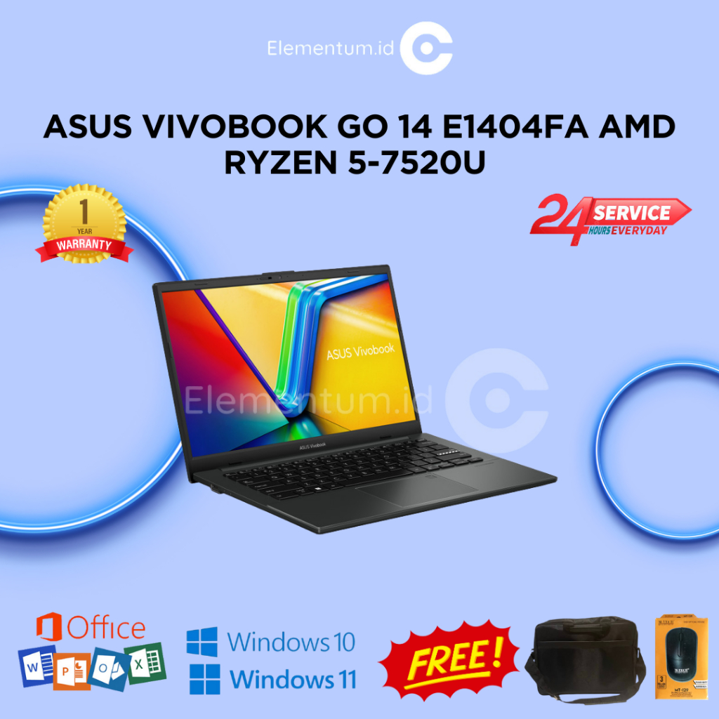Jual ASUS Vivobook Go 14 E1404FA AMD Ryzen 5-7520U | RAM 8GB 512GB SSD ...