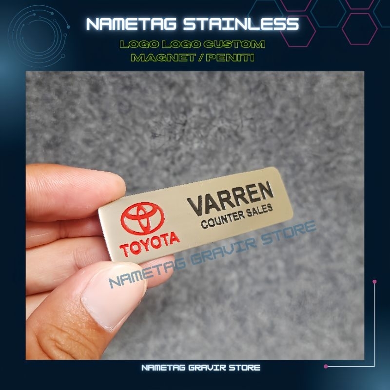 Jual Name Tag / Nama Dada / Nametag Dada Grafir Stainless Logo Custom ...