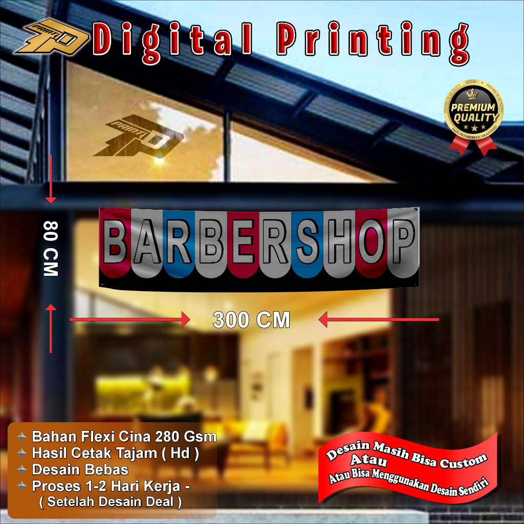 Jual CETAK SPANDUK BANNER BARBERSHOP | Shopee Indonesia