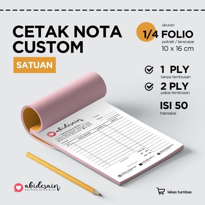 Jual CETAK NOTA CUSTOM - 1/4 FOLIO - NOTA KONTAN - NOTA STANDART | Shopee Indonesia