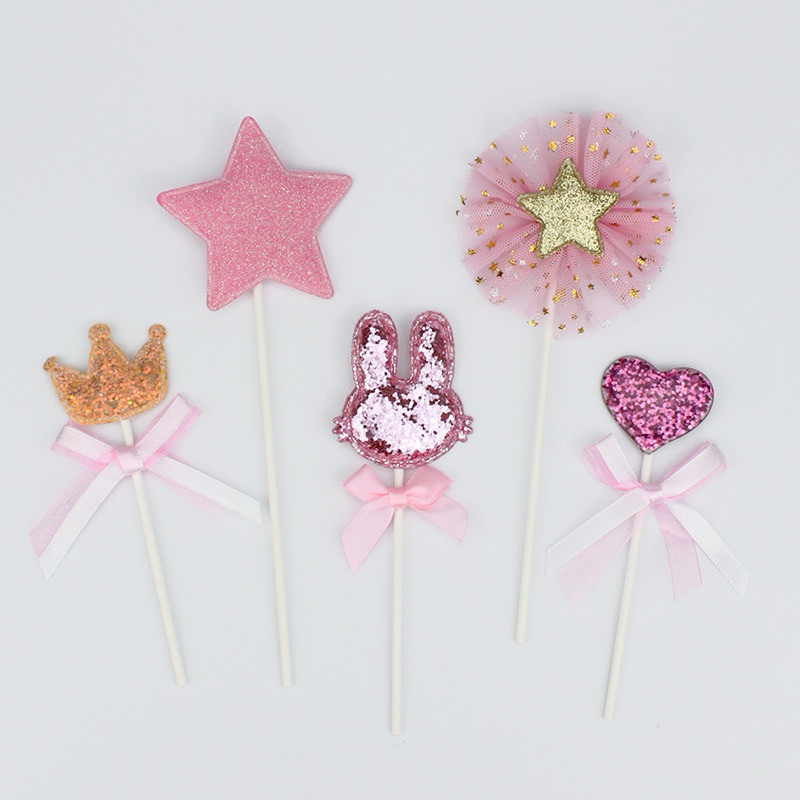 Jual 5pcs Cake Topper Love Bintang Hati Topper kue Princess Pink Lace Renda Kue Cantik | Shopee ...