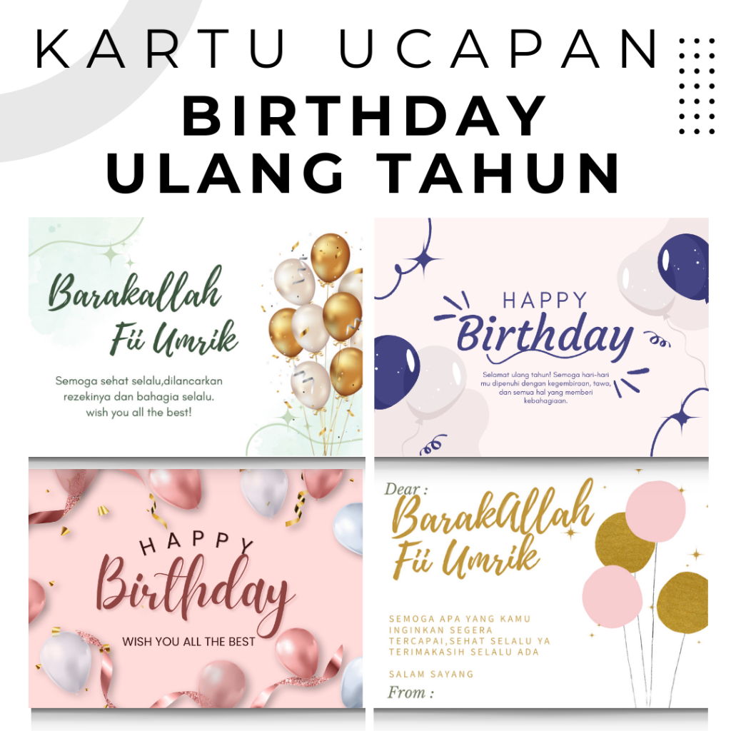 Jual (ISI 10 KARTU) KARTU UCAPAN SELAMAT ULANG TAHUN/HBD/HAPPY BIRTHDAY GREETING CARDS | Shopee ...