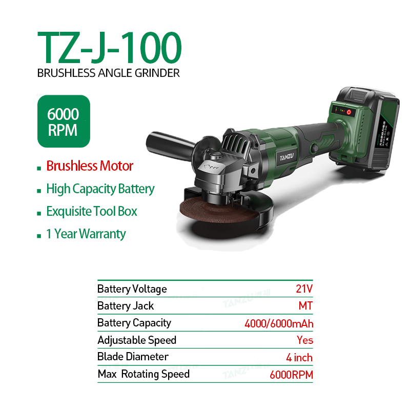 Jual TANZU MT-21V Brushless Cordless Angle Grinder Cutting Polishing ...