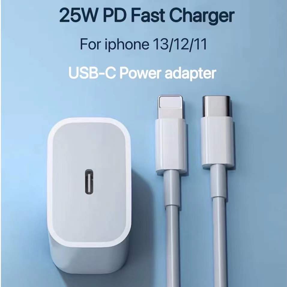 Jual Travel Charger Iphone 13 & 14 Pro Max 25W USB C Power Adaptor USB ...