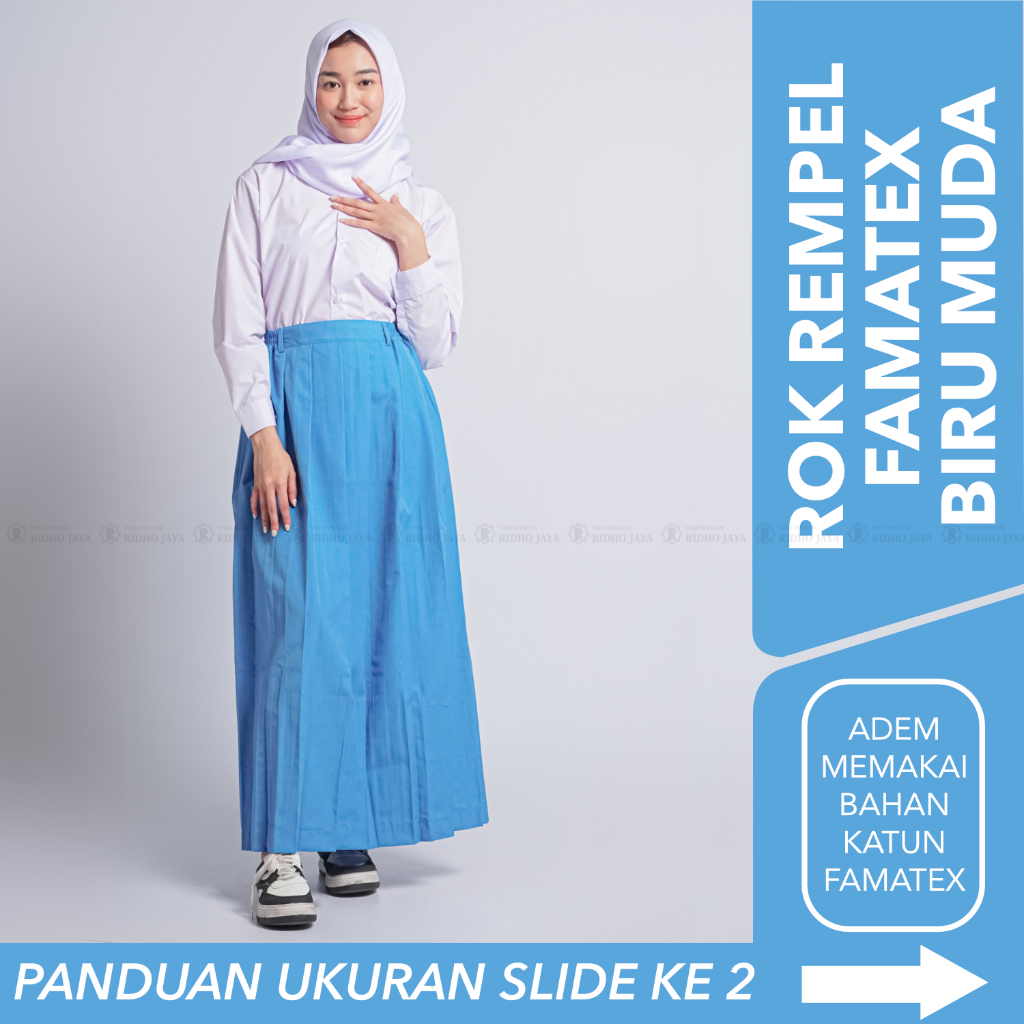 Jual RIDHO JAYA Rok Rempel Biru Muda Panjang | Rok Rempel Seragam ...