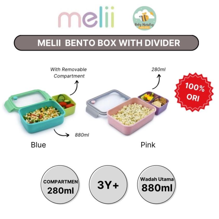 Jual Melii Baby Bento Box with divider / tempat bekal anak / bento box ...