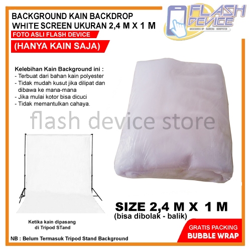 Jual Background Foto Studio White Screen 2,4 x 1 meter Kain Putih ...
