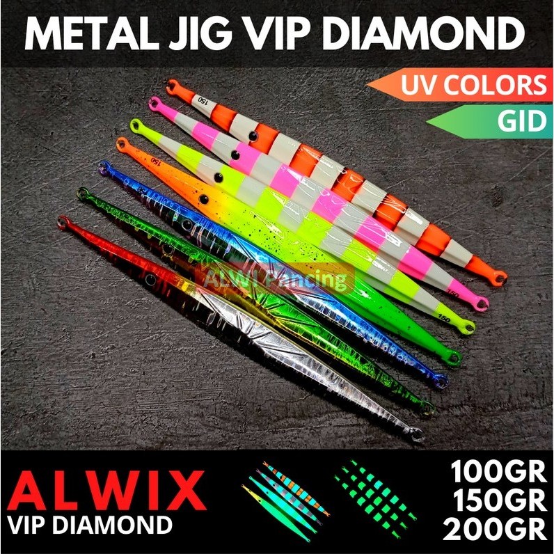 Jual ALWIX Metal Jig VIP DIAMOND Full GID Belang 100gr 150gr 200gr ...