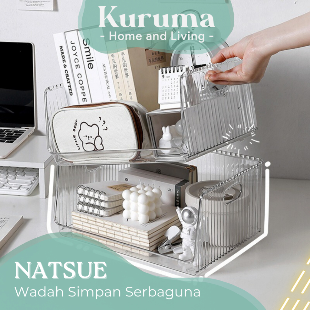 Jual KURUMA - NATSUE Organizer Tumpuk Make Up Minimalis Storage Buku ...